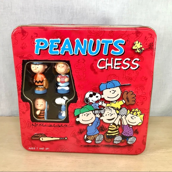 Peanuts | Toys | Peanuts Chess Set Red Tin Hand Painted Sculpted | Poshmark